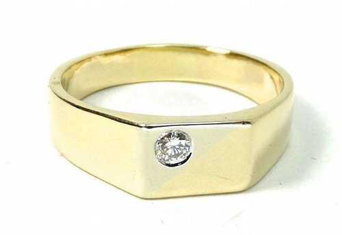 Мужское золотое кольцо перстень с бриллиантом р 21
