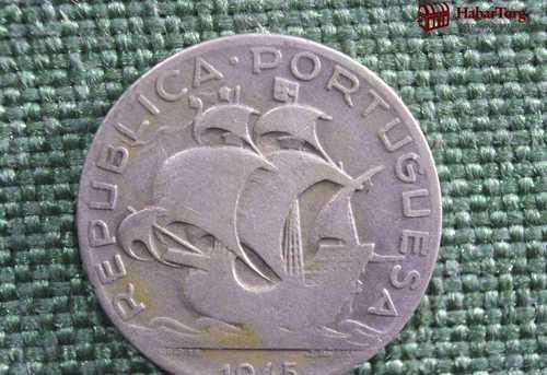 Монета 2.50 эскудо 1945 года. Республика Португали
