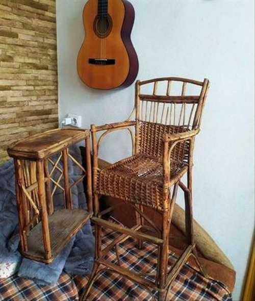 Старинный плетёный стул. Раритет. Детский стульчик