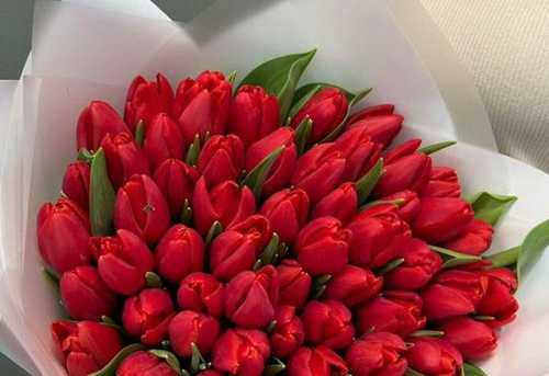 Букет из 51 тюльпана, доставка цветов