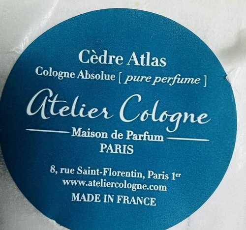 Atelier cologne/cedre atlas пробник семпл