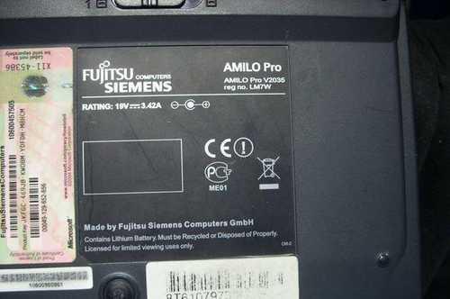 Ноутбук Fujitsu pro v2035 в разборке с проблемами