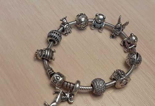 Серебряный браслет Pandora с шармами