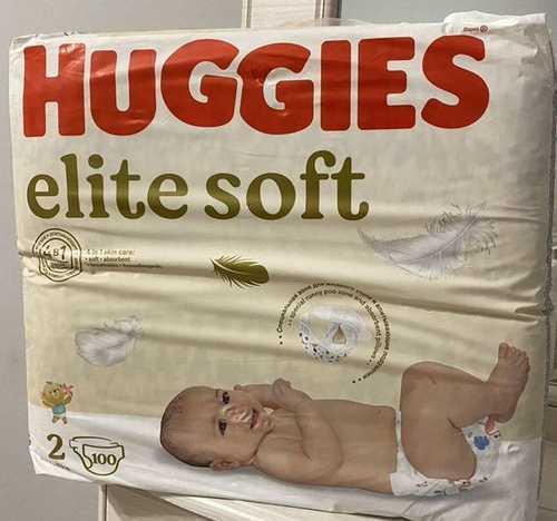 Подгузники huggies elite soft 2 100 шт