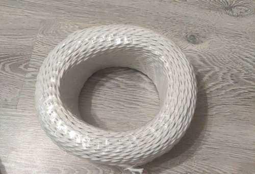 Витой белый кабель, винтажный, 2х0.75мм, 100м