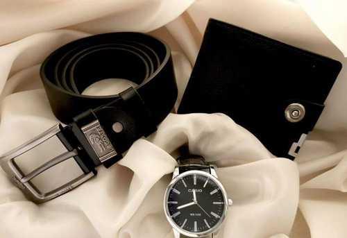 Подарочный набор ремень часы кошелек
