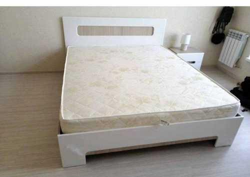 Кровать Эврика 1,6 шимо светлый/белый глянец