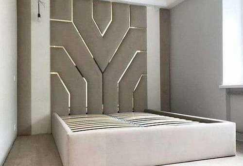 Мягкая стеновая панель с кроватью