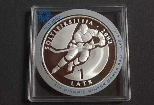 Серебряная монета Латвии – Хоккей (2001 год)