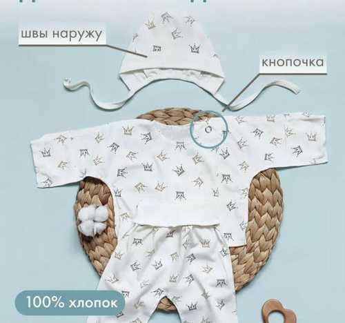 Комплект распашонка / ползунки / чепчик