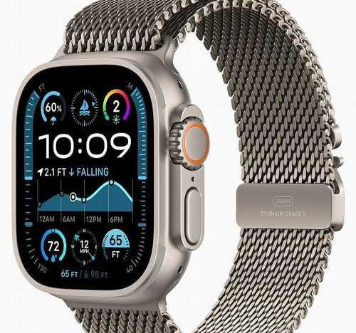 Смарт-часы Apple Watch Ultra 2 (2024), 49, Natural Titanium, Trail Loop, Titanium Milanese (M)