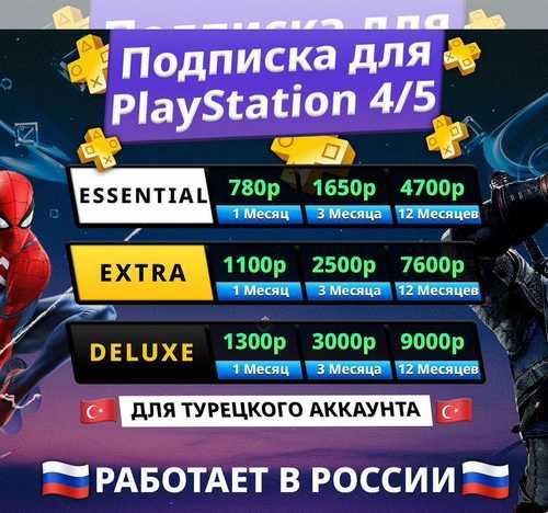 Подписка PS Plus для PlayStation 4 и 5 (все виды)