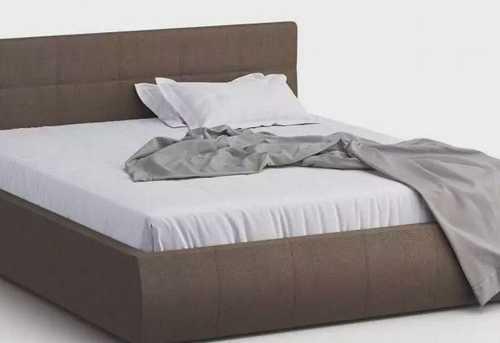Кровать двуспальная Лофт 140 с пм рогожка коричнев