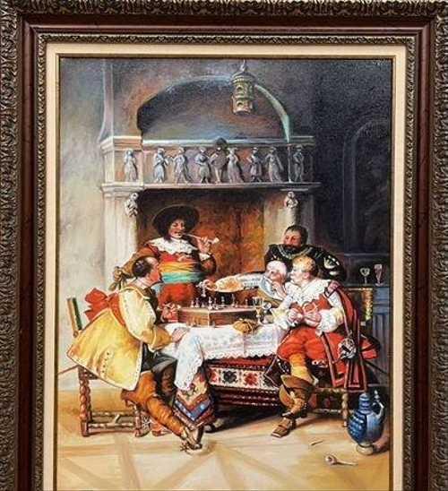 Картина маслом мушкетеры «Игра в шахматы»