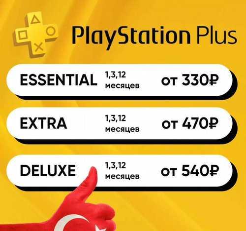 Подписка Sony Ps Plus Турция 1-3-12 мес с играми