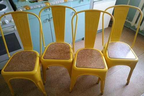 4 желтых стула tolix (стулья металлические)
