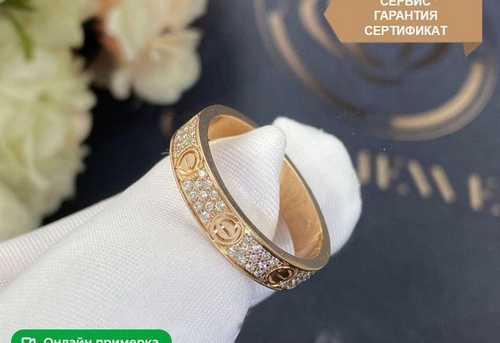 Золотое кольцо Cartier Love, бриллиантовое паве 0