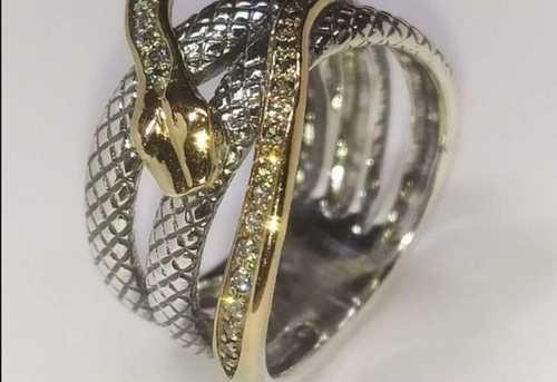 Кольцо Кобра королевская в серебре 925