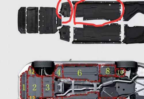 Защита днища кузова audi a6(4G0825207 + 4GD825201)