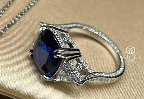 Серебряное кольцо с синим камнем Graff