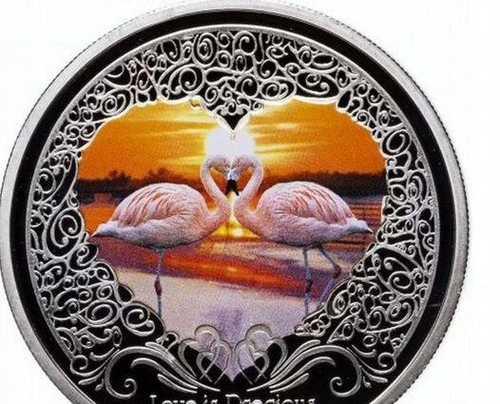 Серебряная монета Фламинго Love is precious 1 oz