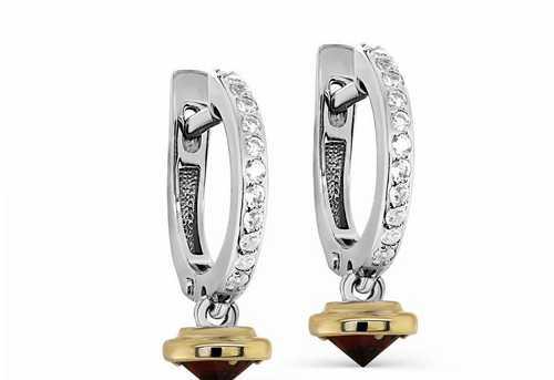 Серьги из серебра с фианитами «Шиповник»