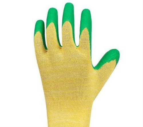 Перчатки Олива с покрытием натур. латекса цв. желт