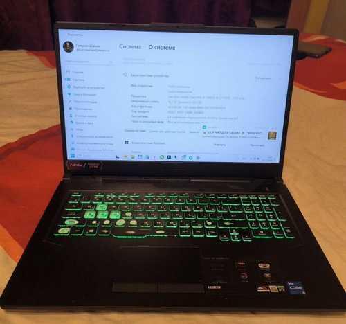 Ноутбук asus tuf gaming f17 fx706he i5/16/512/3050