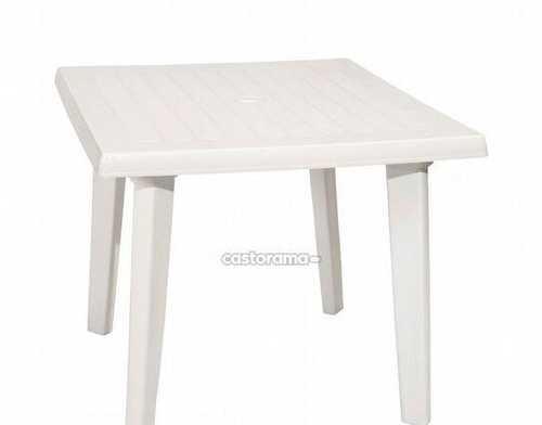 Стол + 4 стула - садовые - белый пластик