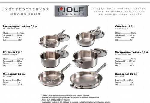 Набор кухонной посуды премиум класса Wolf Gourmet