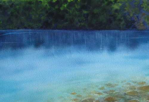 Картина акварелью Горное озеро