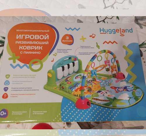 Игровой развивающий коврик 3в1 для детей huggeland