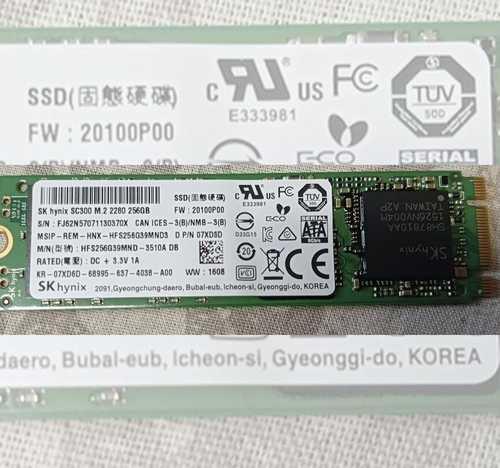 Ssd диск SK Hynix 2280 на 256 Gb с Windows 7