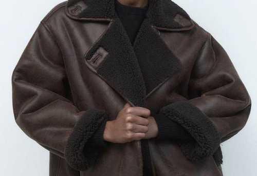 Дубленка в стиле Zara женская теплая куртка зима