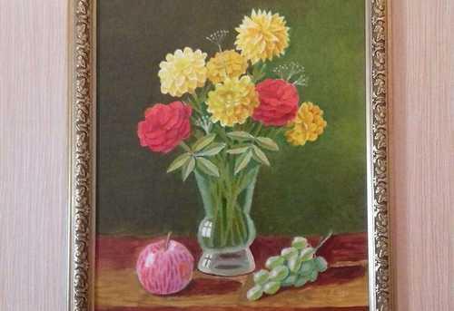 Картина маслом на холсте цветы фрукты