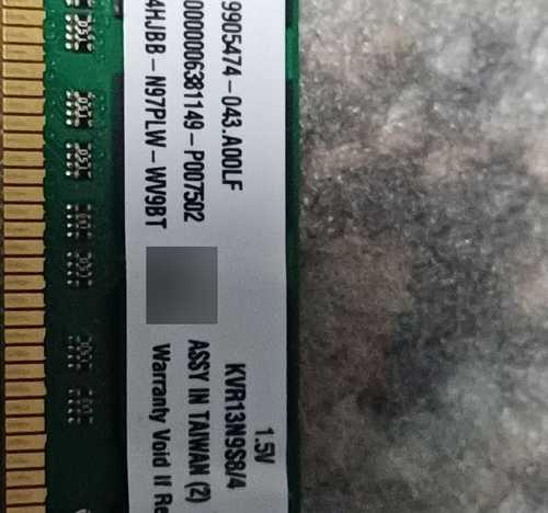 Оперативная память Kingston valueram DDR3 1x 4 Гб