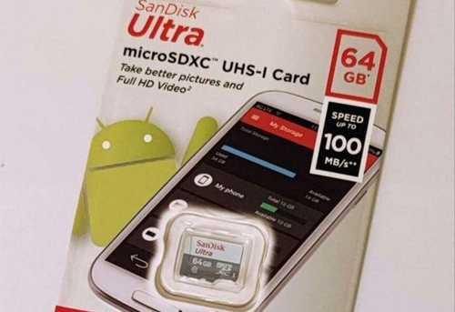 Карта памяти MicroSD SanDisk Ultra 64GB