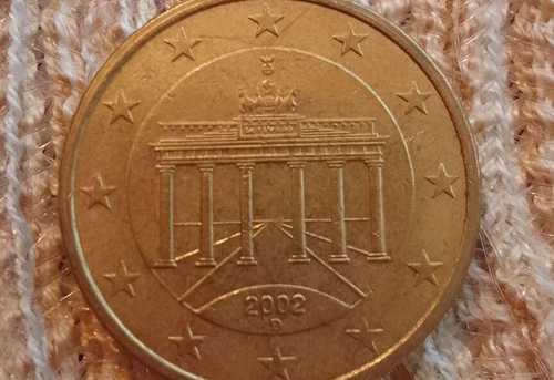 Монета 50 евроцентов, 2002, Германия