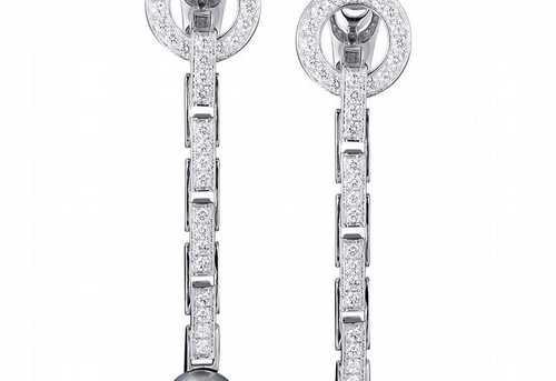 Серьги Cartier Agrafe White Gold Diamond & Pearl