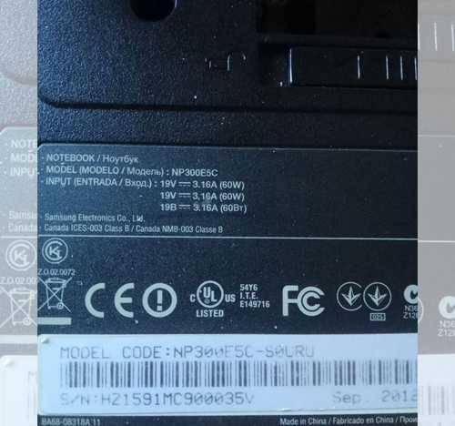 Ноутбук samsung np300e5c