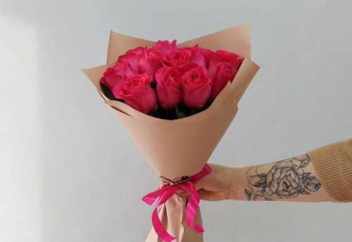 11 розовых роз Пинк-Флойд 40см