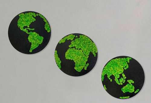 Карта мира из мха 'Зеленый атлас / 180х90 см.- 180