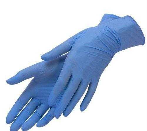 Нитриловые перчатки неопудненные синие (M), пара