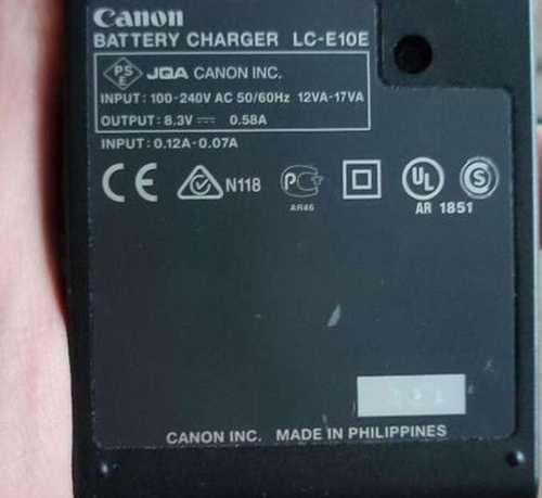 Зарядка для фотоаппаратов Canon LC - E10E