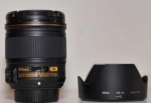 Nikon Nikkor 28mm 1:1.8G, отличное состояние