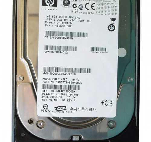 Жесткий диск HP DF146bafdu 146.8Gb SAS 3,5" HDD