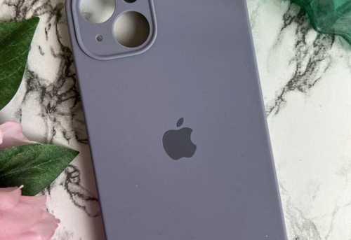 Чехол силиконовый iPhone 13 с яблоком Дымчатый