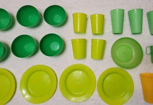 Набор пластиковой многоразовой посуды б/у 21шт