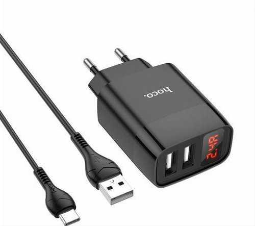 Блочок Hoco C86A 2USB + Кабель Type-C, 2.4A, опт