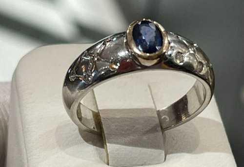Золотое кольцо 585 с сапфирами и бриллиантами